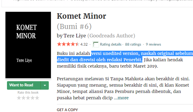 Komet Minor, Serial Bumi dari Tere Liye yang Bisa Kamu Miliki Sekarang ...